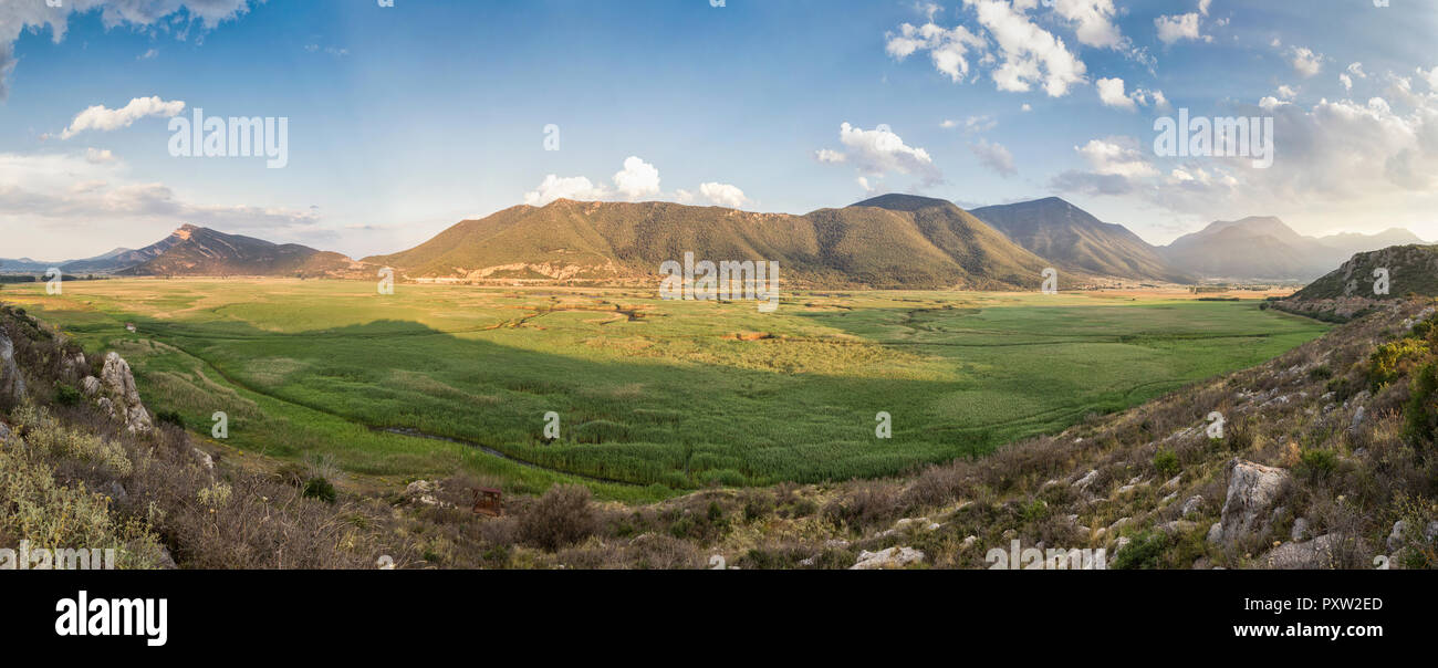 Greece, Peloponnese, Corinthia, Stymfalia, Panoramic view of ancient ...