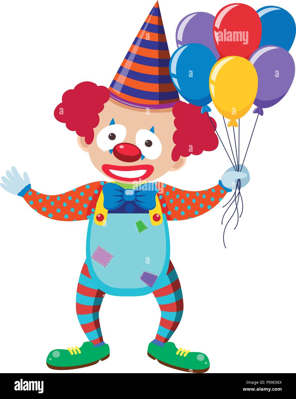 Clown with colorful balloons illustration Stock Vector Image & Art - Alamy