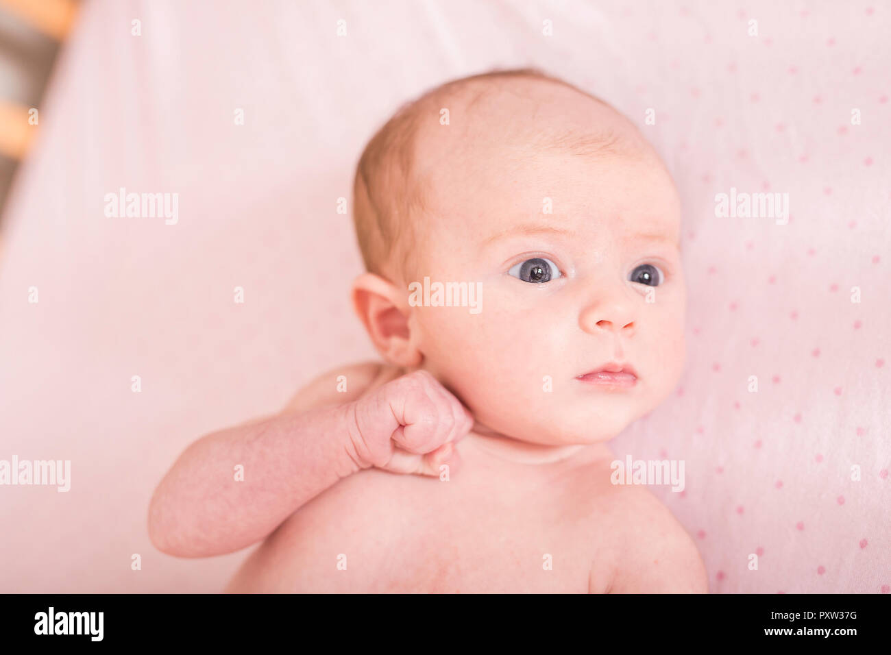 Portrait of sleeping newborn baby girl in the cradle Stock Photo - Alamy