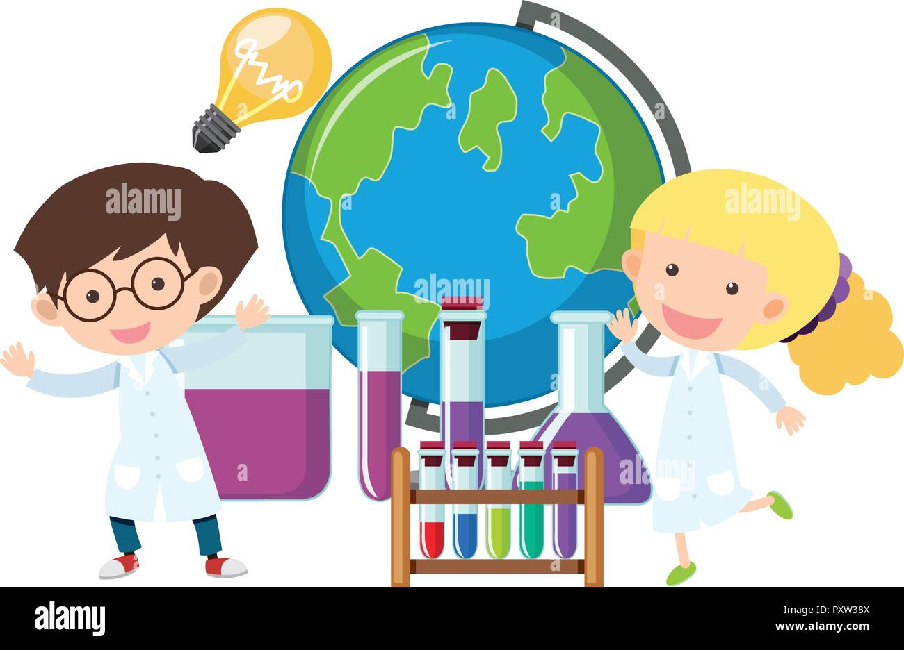 Girl student science lab Stock Vector Images - Alamy