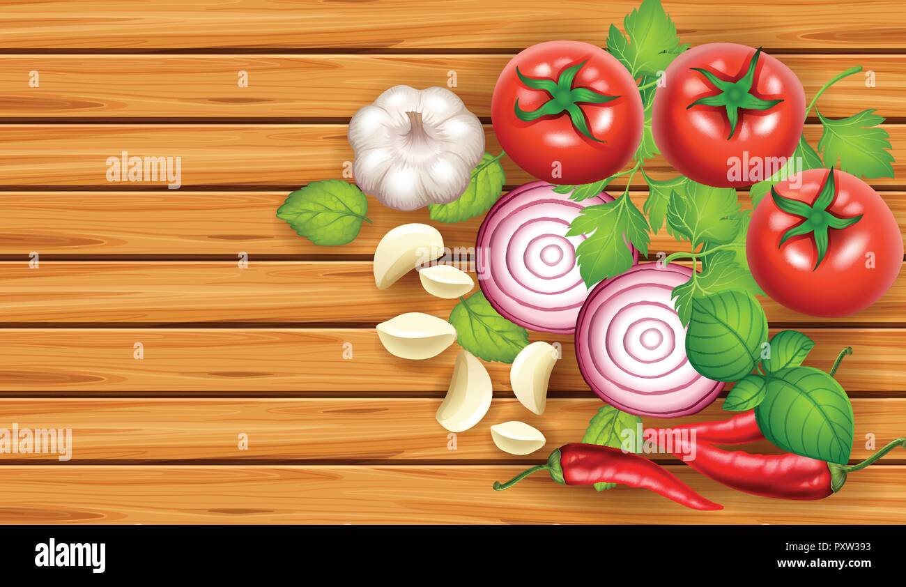 Background template with fresh vegetables illustration Stock Vector ...