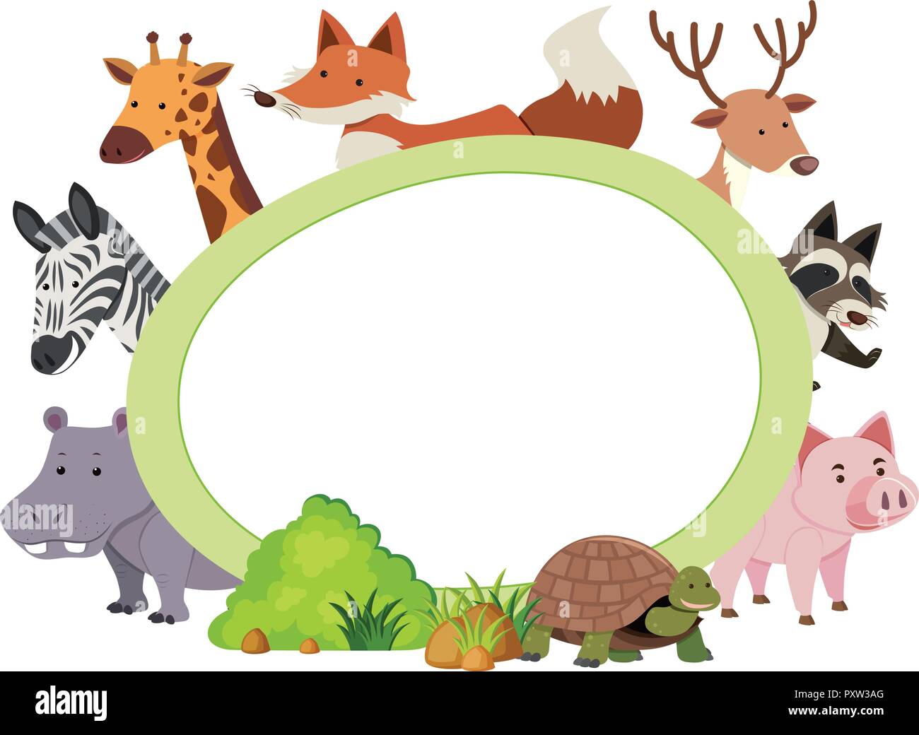 Border template with cute animals illustration Stock Vector Image & Art ...