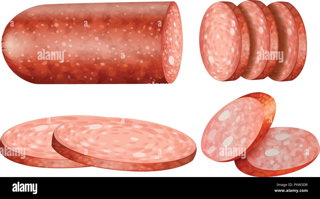 Salami slices on white background illustration Stock Vector Image & Art ...