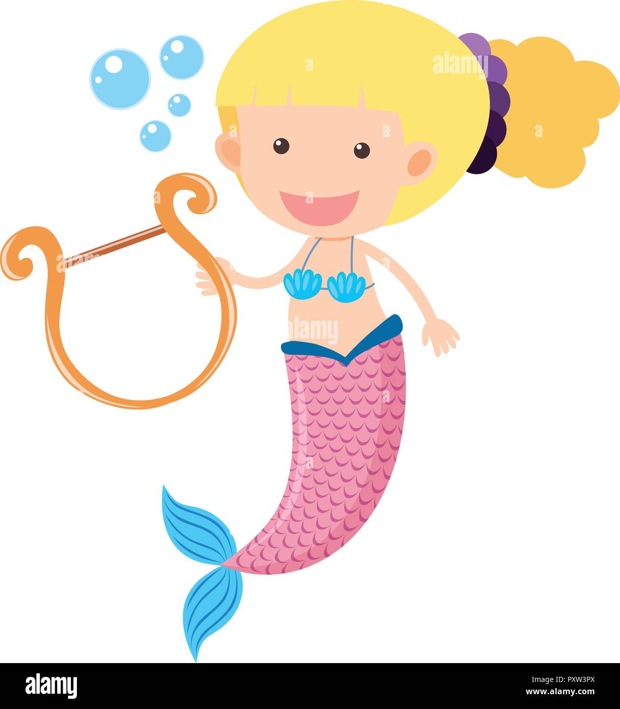 Mermaid playing music underwater illustration Stock Vector Image & Art ...