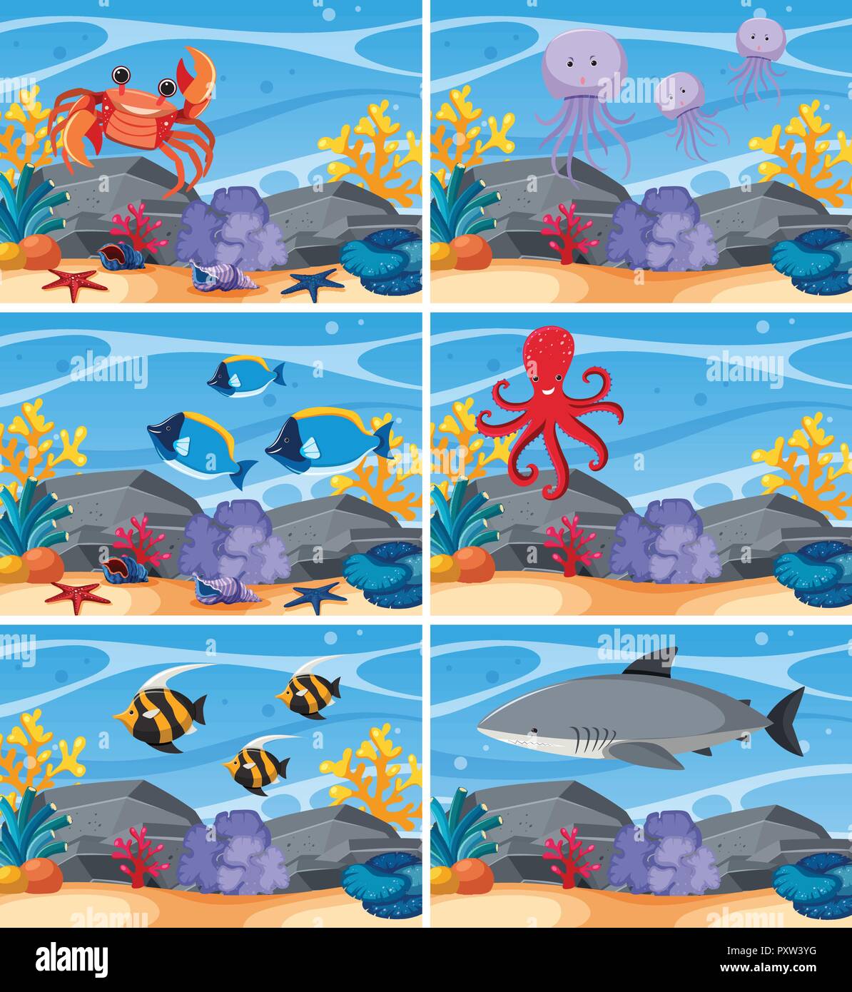 Underwater scenes Stock Vector Images - Alamy