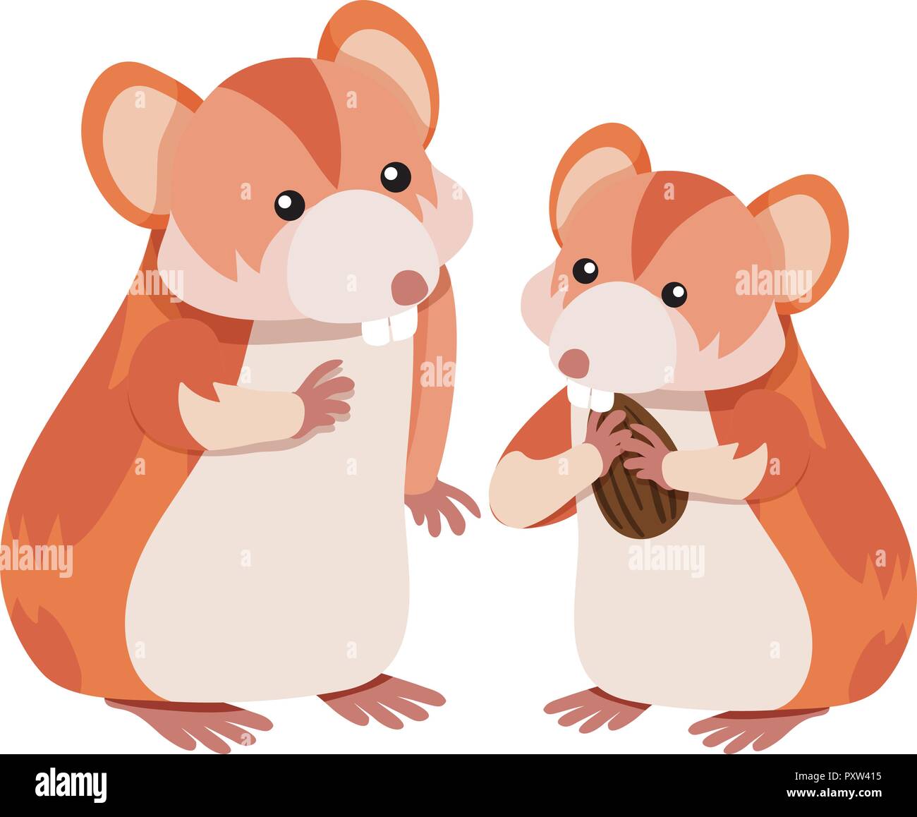 Two hamsters eating almond illustration Stock Vector Image & Art - Alamy