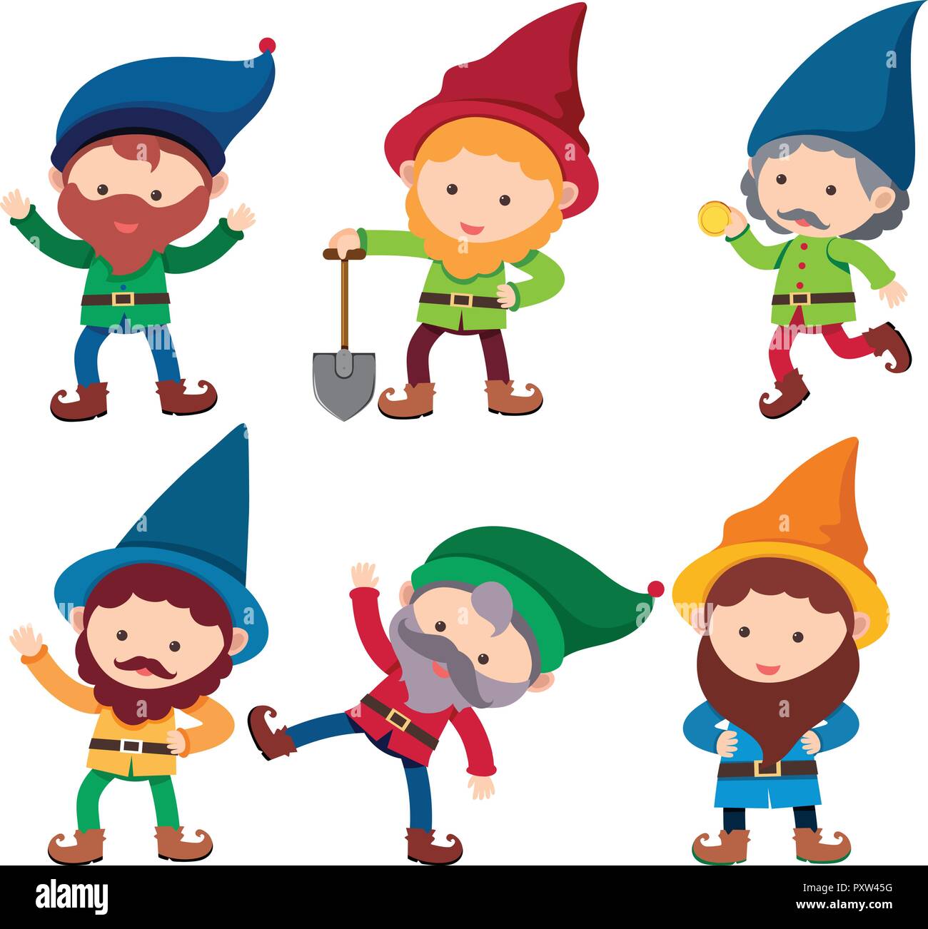 Six dwarfs with happy face illustration Stock Vector Image & Art - Alamy
