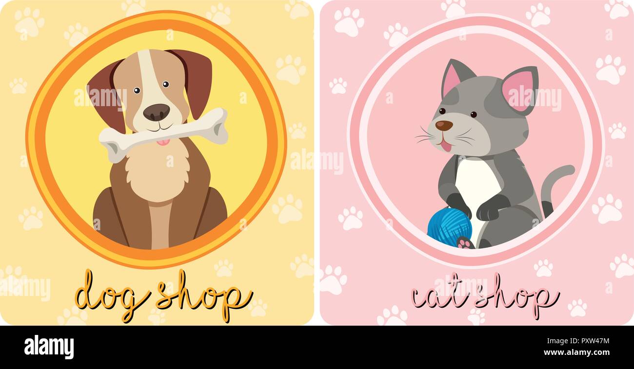 Dog shop signs with cat and dog illustration Stock Vector Image & Art ...