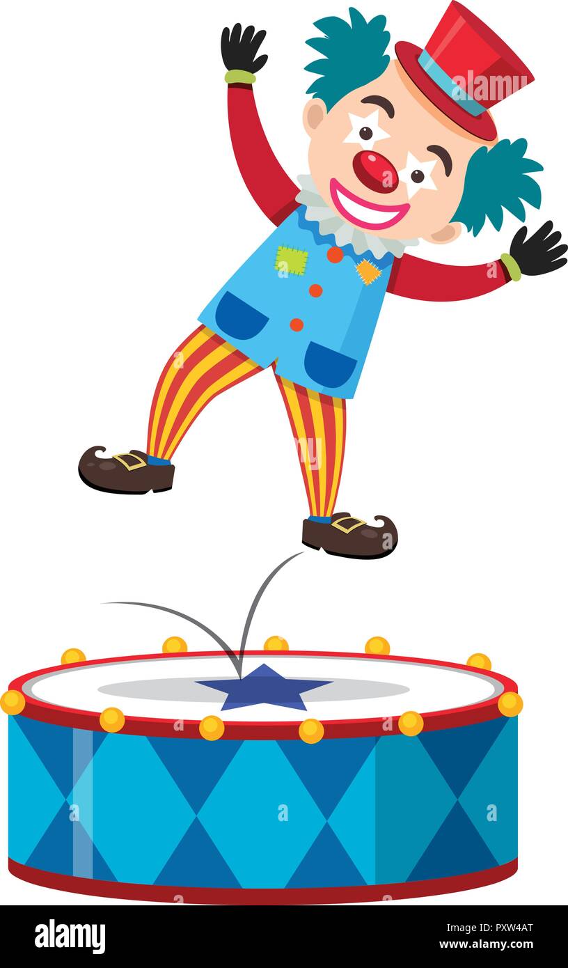 Happy clown jumping on big drum illustration Stock Vector Image & Art ...
