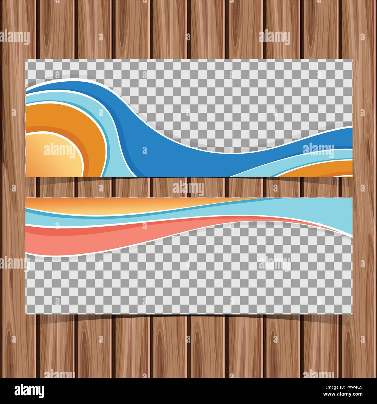 Two banner templates on wooden board illustration Stock Vector Image ...