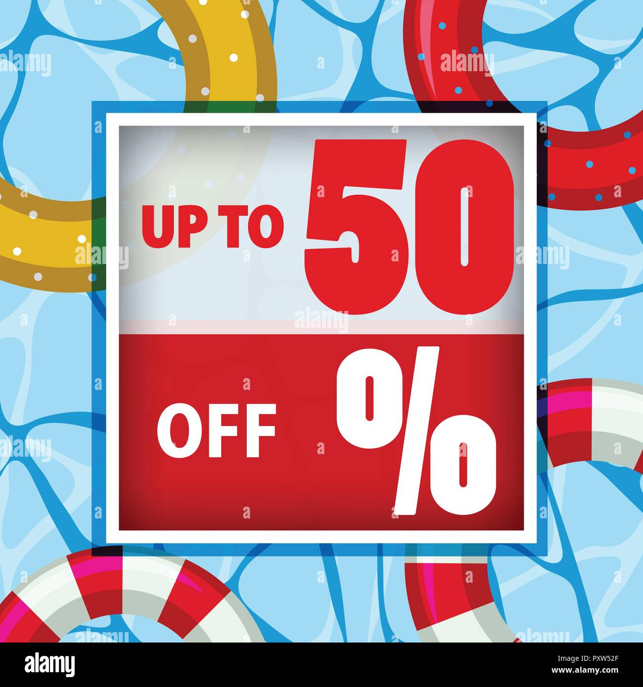 Sale poster design with floats on water illustration Stock Vector Image ...