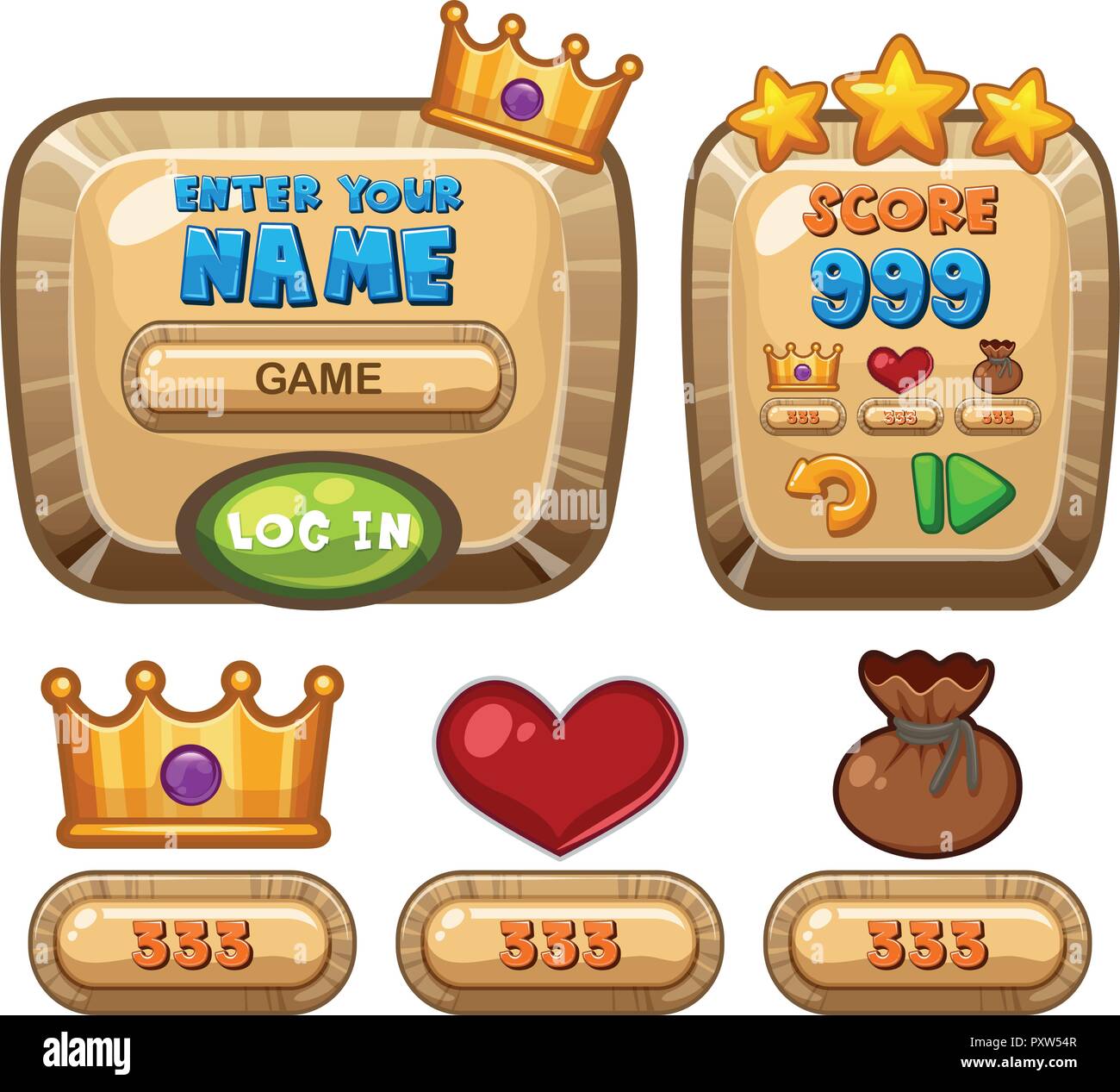 Game template with different buttons illustration Stock Vector Image ...