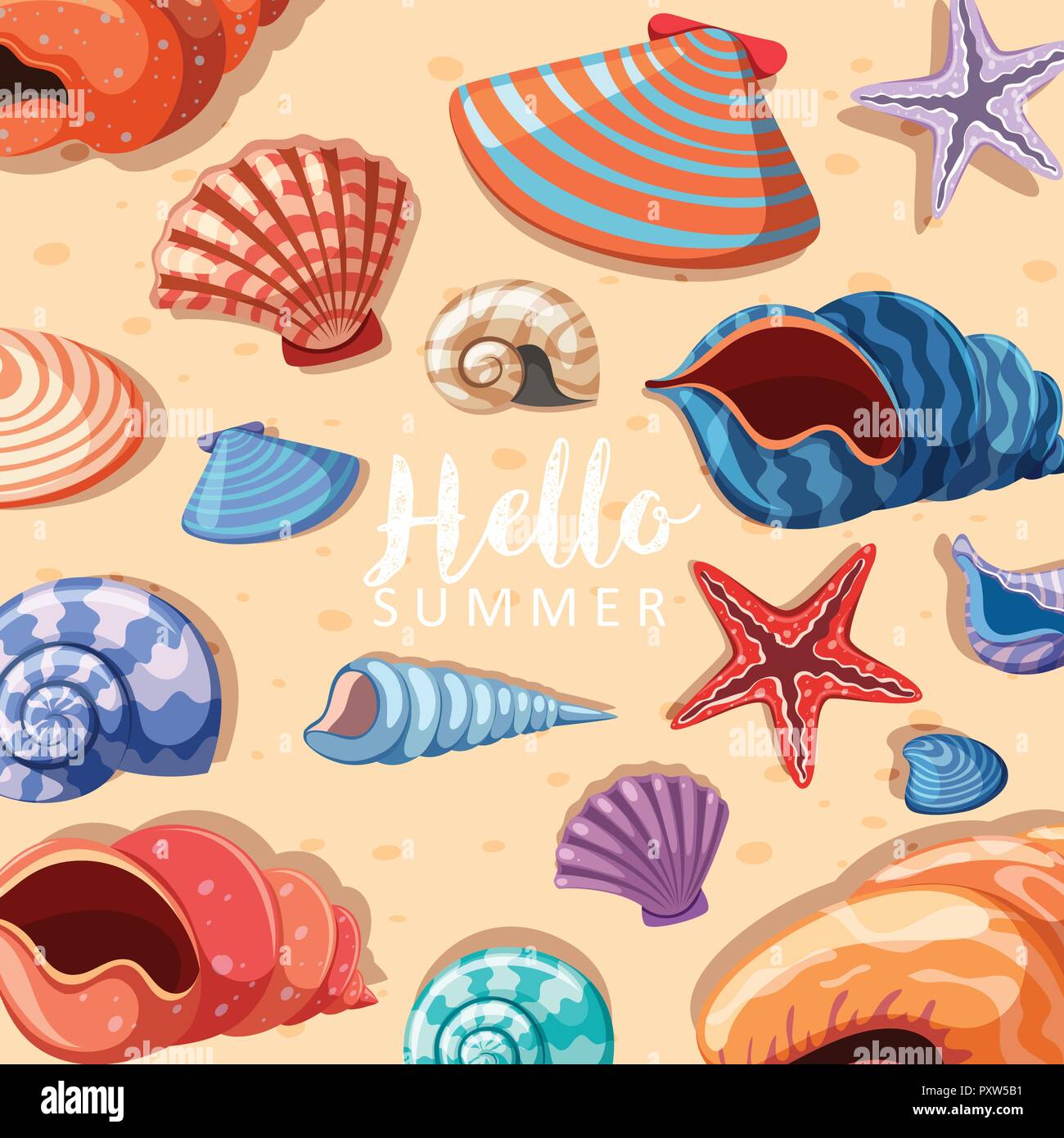 Summer theme background with seashells illustration Stock Vector Image ...