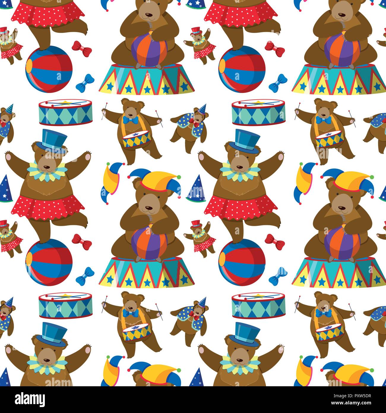 Seamless background with circus bears illustration Stock Vector Image ...