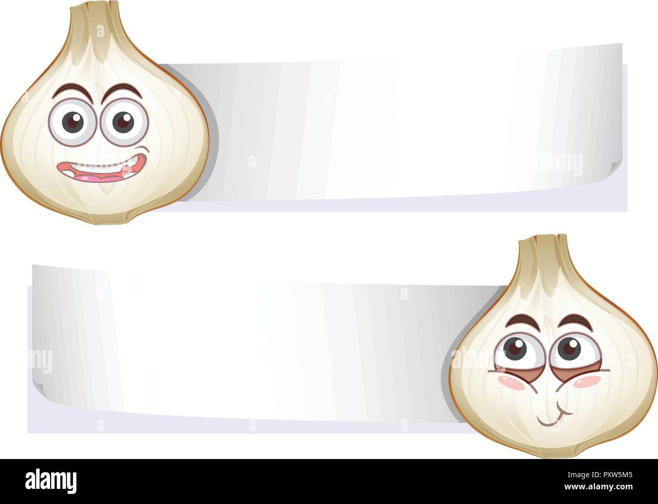 Garlic with Blank Banner on White Background illustration Stock Vector ...