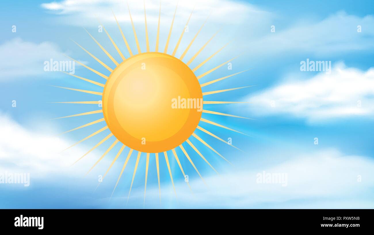 Sky scene with bright sun illustration Stock Vector Image & Art - Alamy