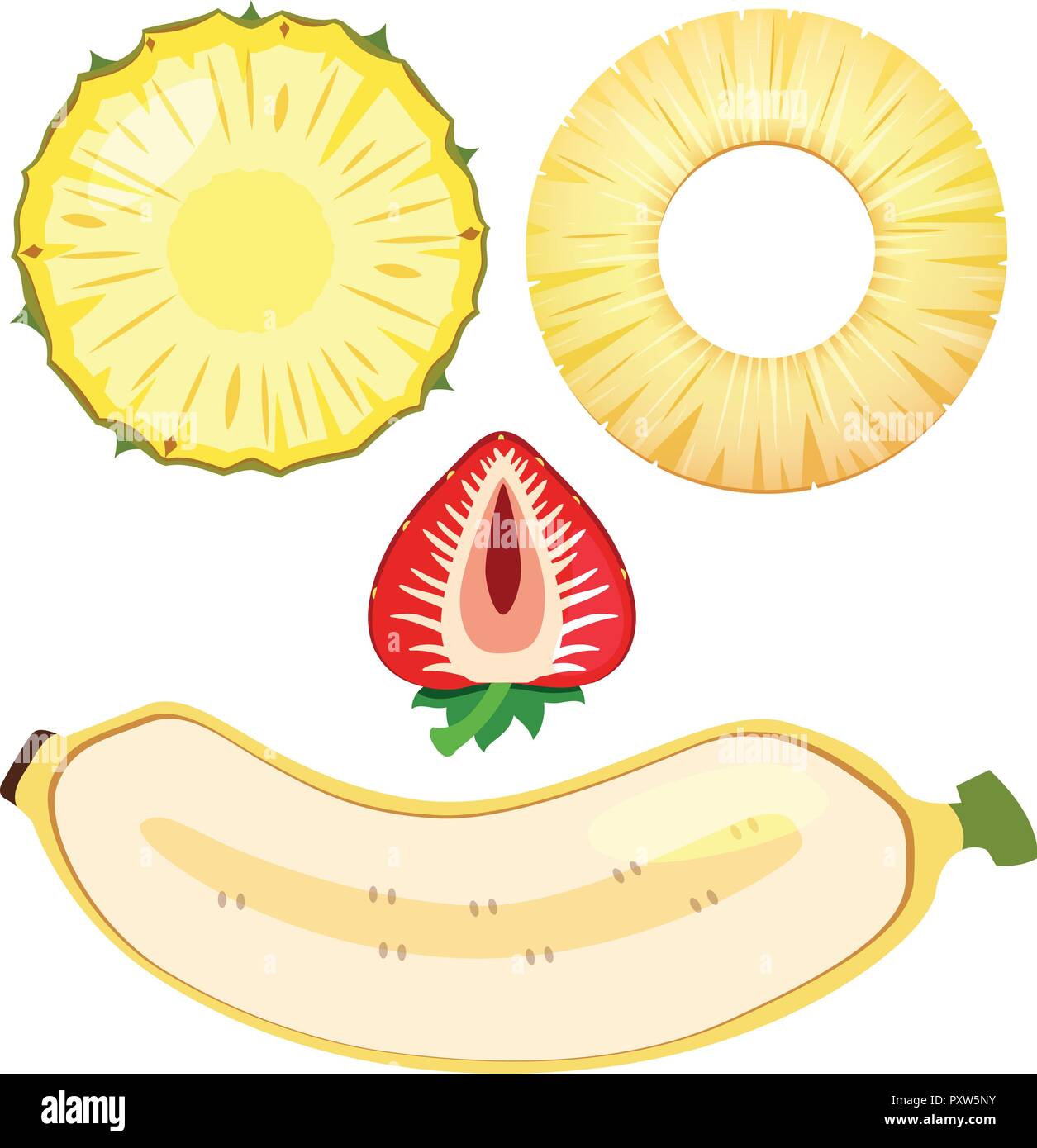 Pineapple slice on banana Stock Vector Images - Alamy