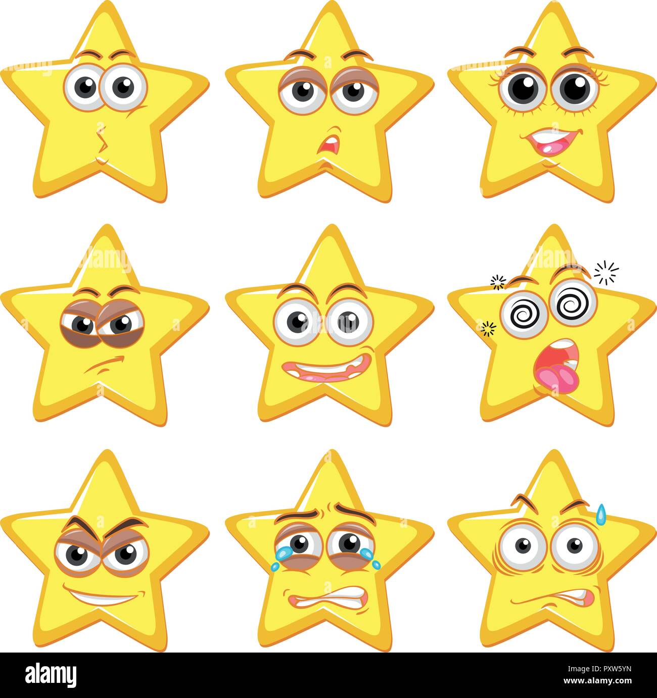 A Set of Star with Facial Expression illustration Stock Vector Image ...