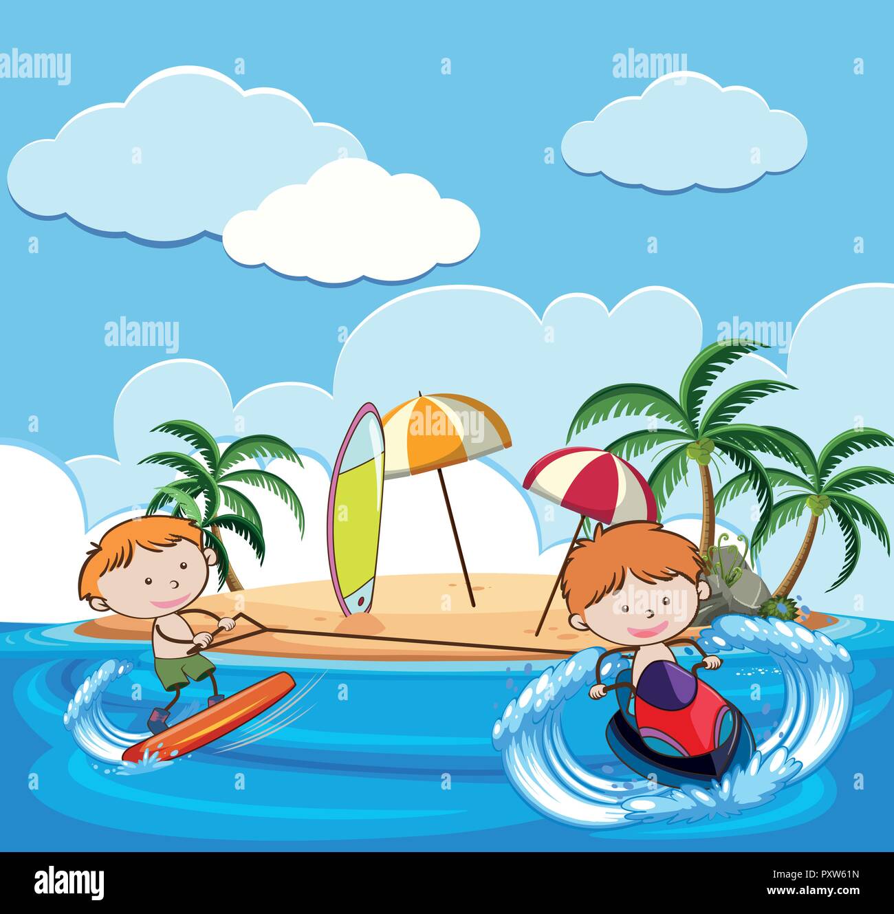 Summer Water Fun Cartoon