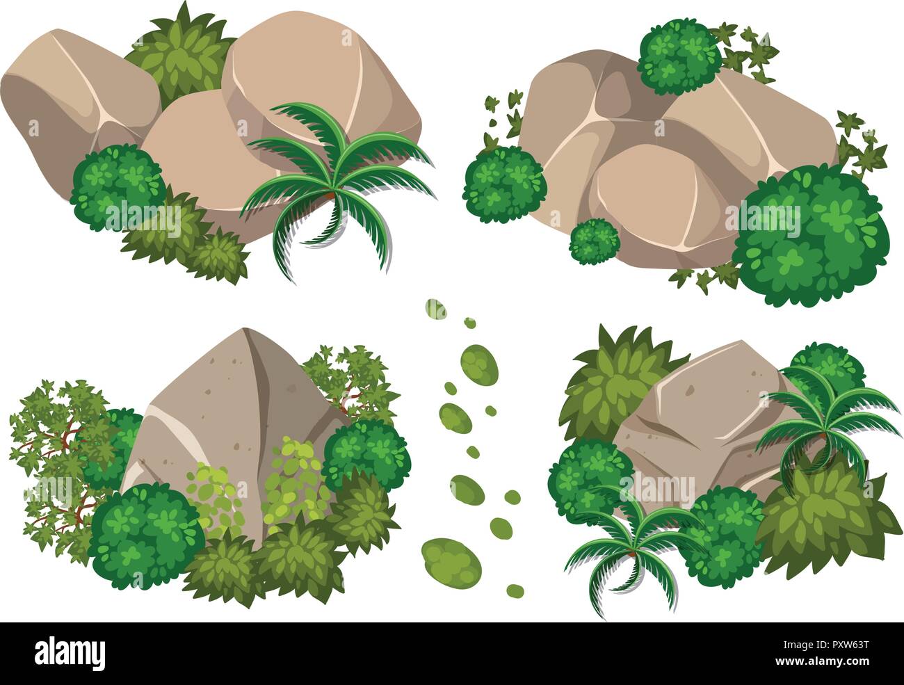 Grass rocks and trees Cut Out Stock Images & Pictures - Alamy