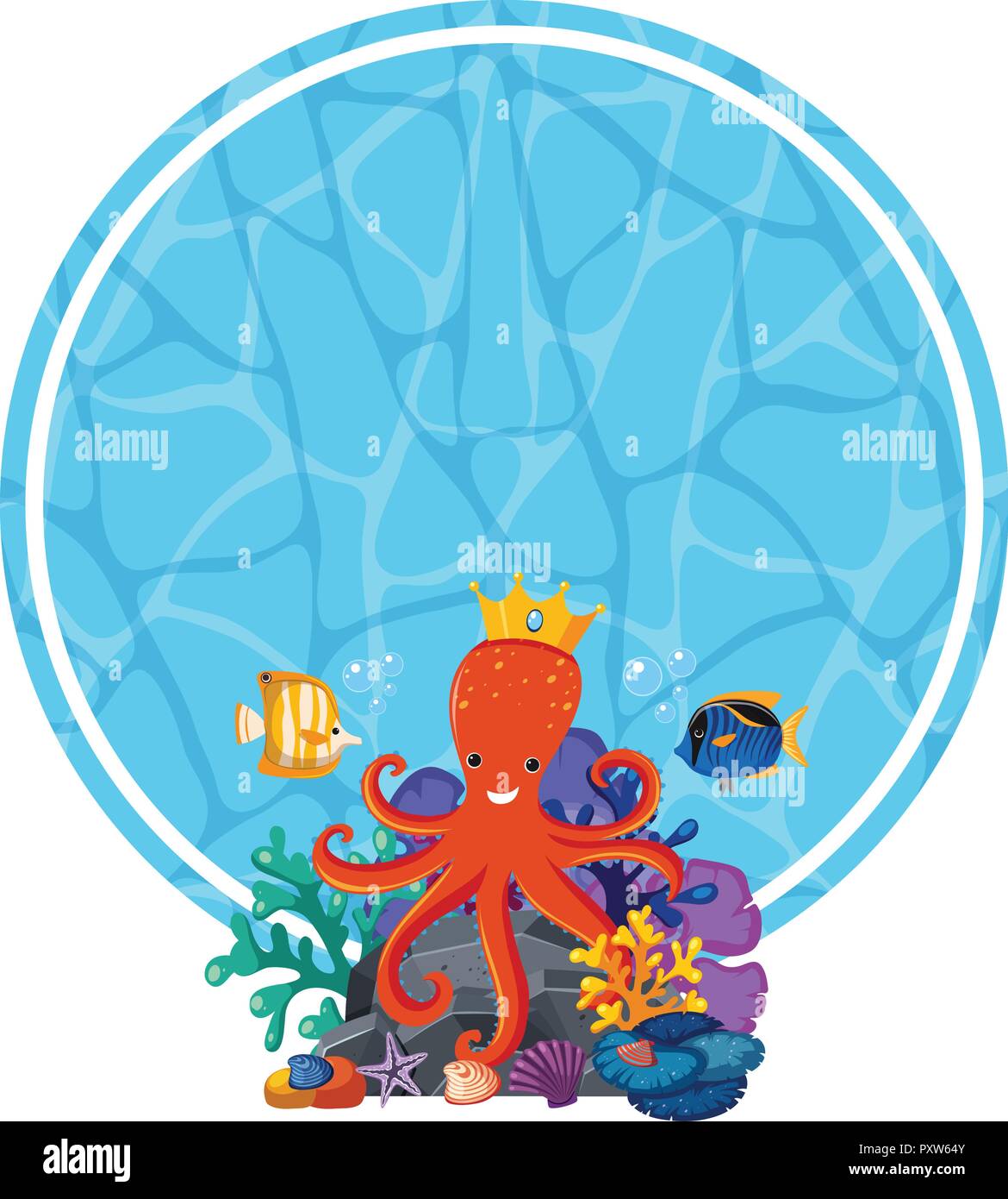 Border template with sea creatures illustration Stock Vector Image ...