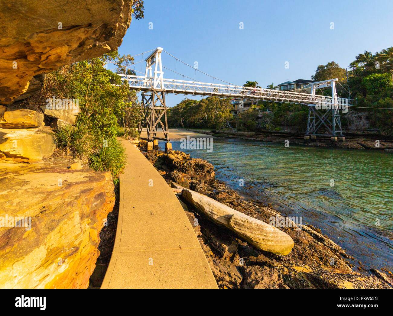 Suspension bridge over Parsley Bay Reserve in Vaucluse, Sydney, New ...