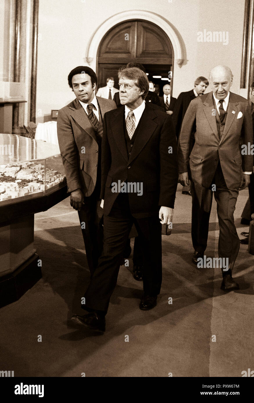 President Jimmy Carter flanked by his Ambassador to the United Nations ...