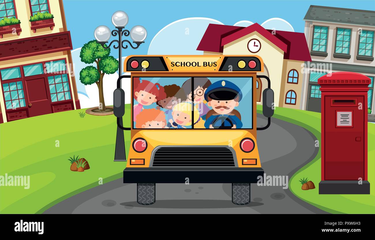 Clipart illustration schoolbus hi-res stock photography and images - Alamy