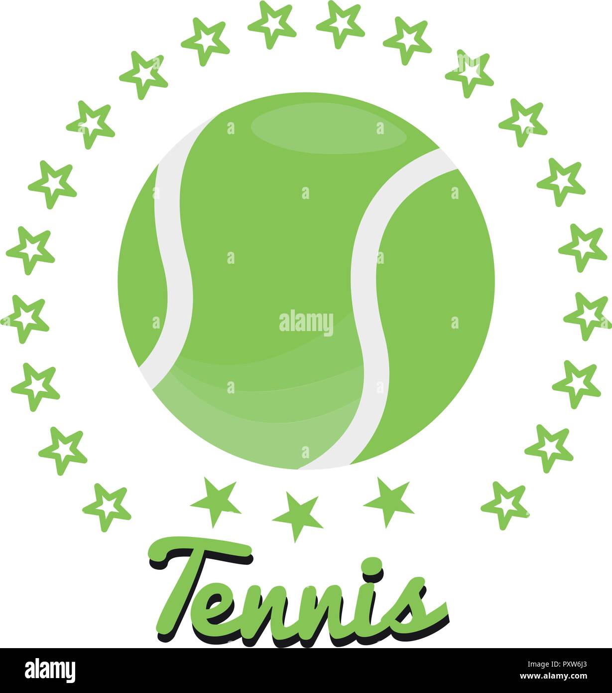 Tennis ball with stars and text Stock Vector Image & Art - Alamy