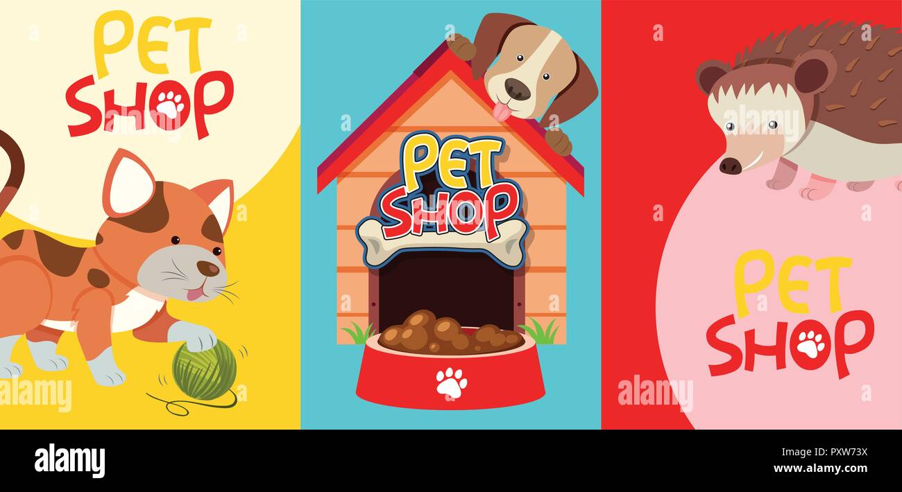 Pet shop signs with many pets illustration Stock Vector Image & Art - Alamy