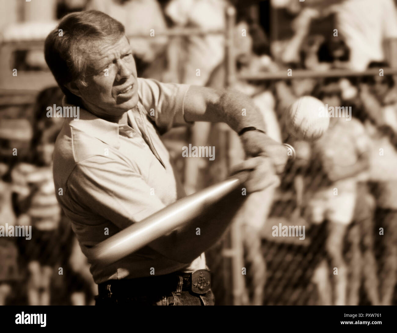 President Jimmy Carter, VP Walter Mondale and teams play softball in ...