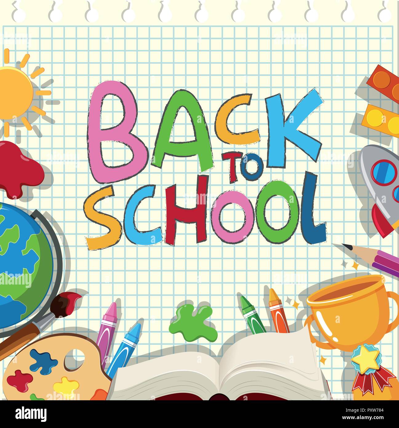 Back to school poster design with different school items illustration ...