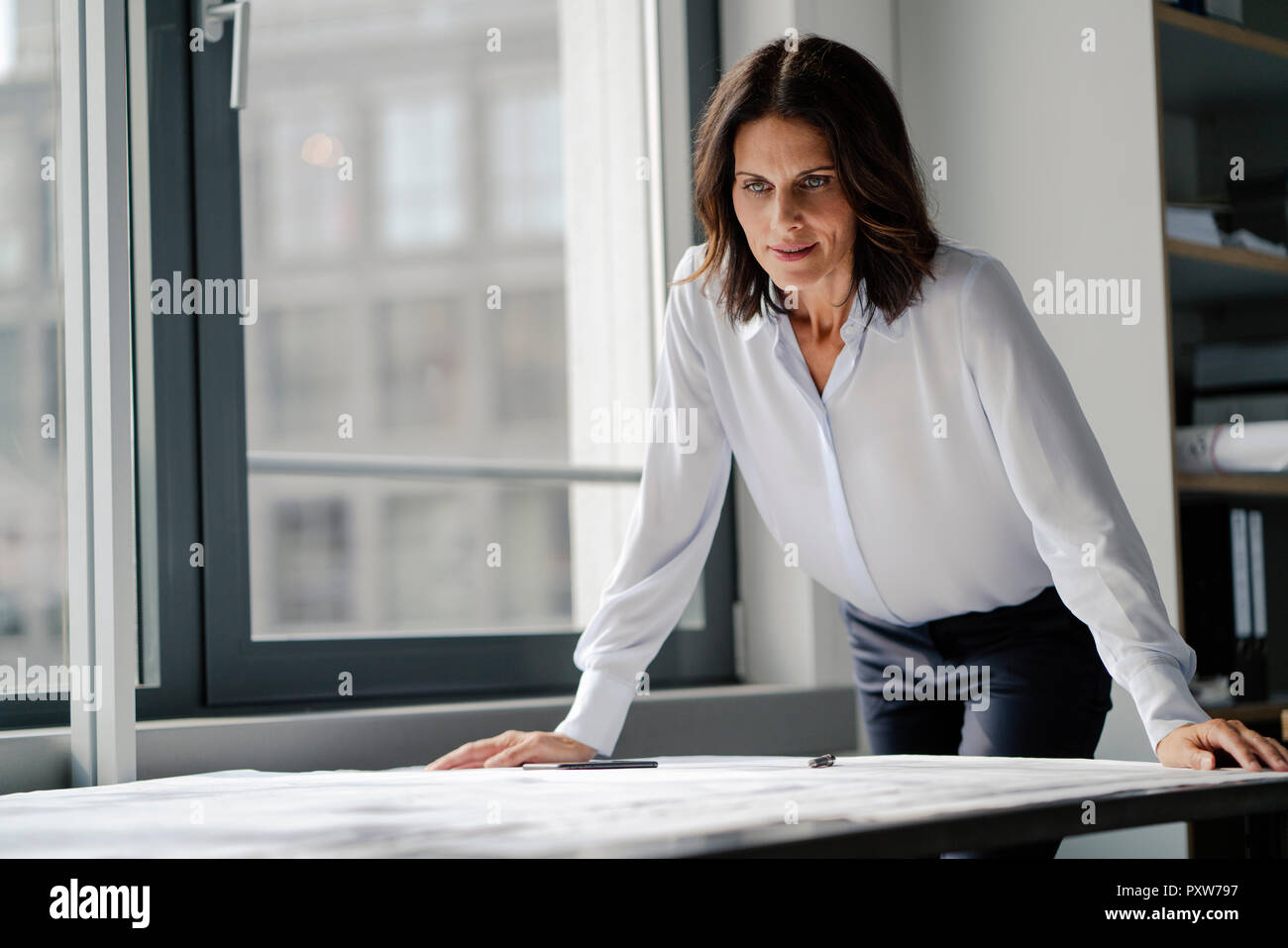 Engineer architect working blueprints architectural hi-res stock ...