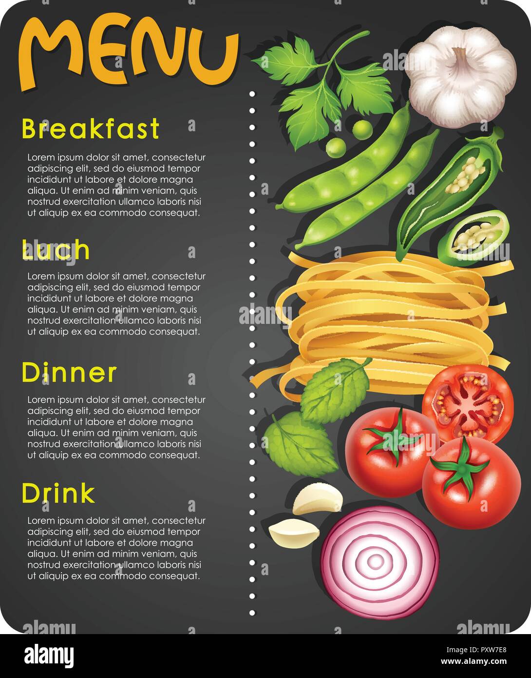 Menu template with ingredients and text illustration Stock Vector Image ...