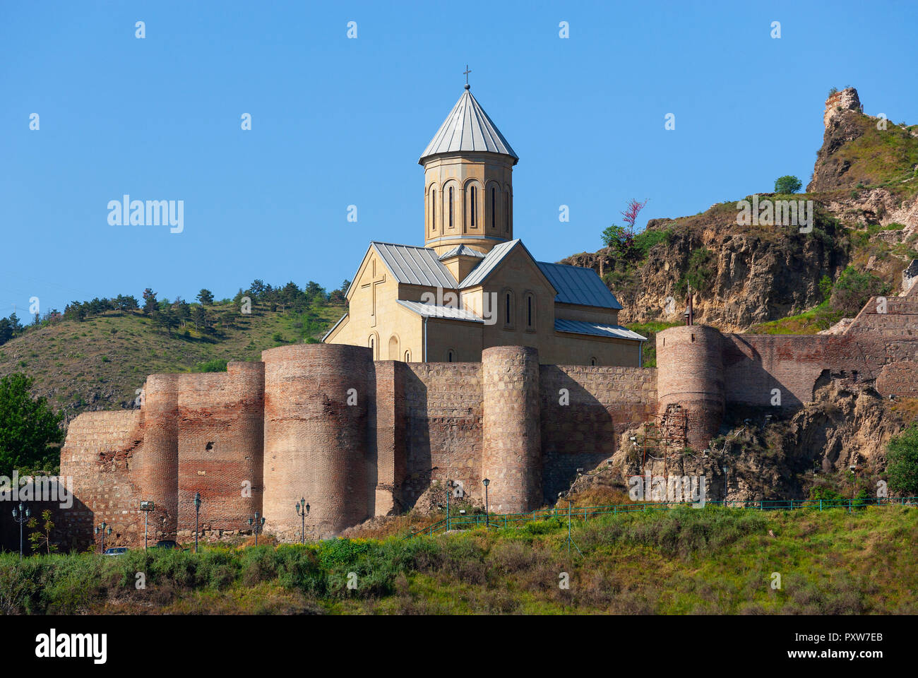 Georgia, Tbilisi, St. Nicholas' Church and Narikala Fortress Stock ...