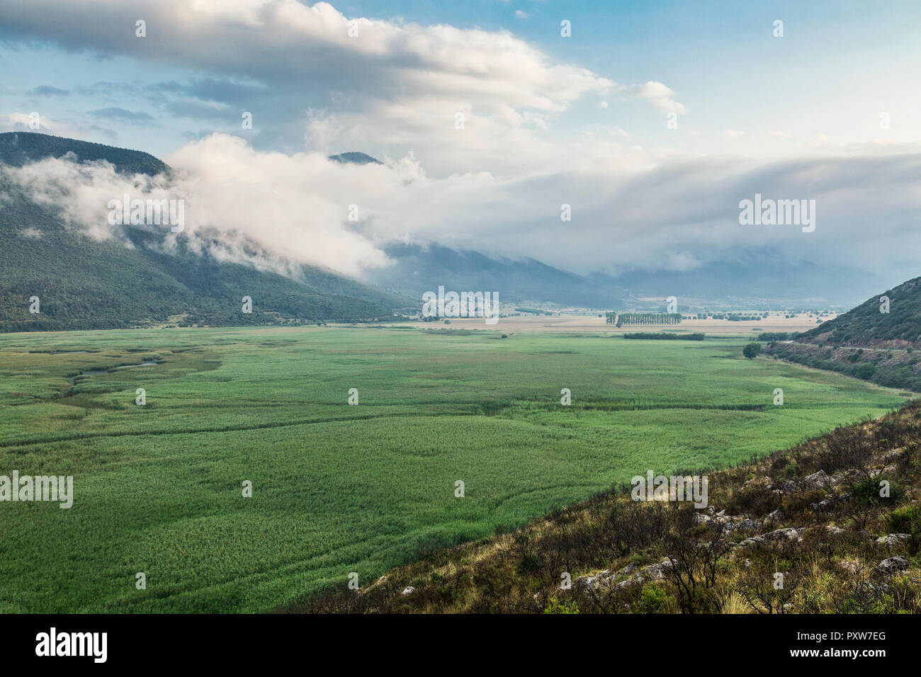 Greece, Peloponnese, Corinthia, Stymfalia, Ancient plateau, Lake ...