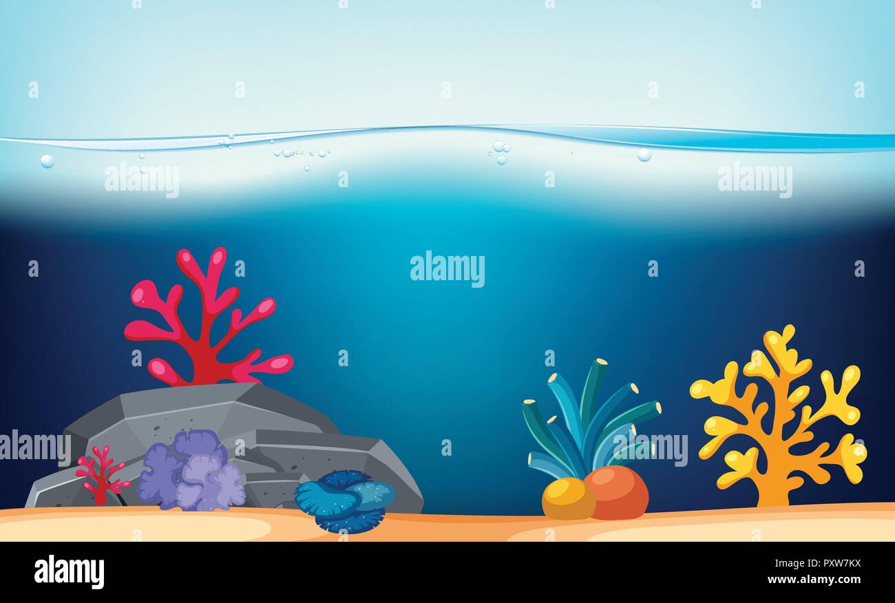 Nature scene with coral reef underwater illustration Stock Vector Image ...