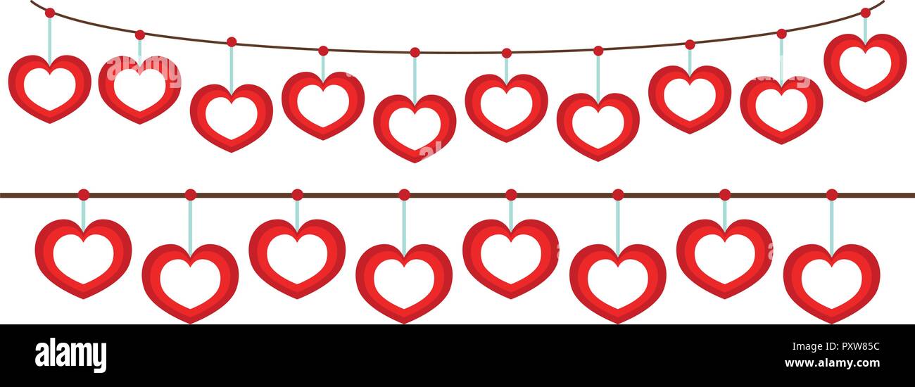 Heart frames hanging on string illustration Stock Vector Image & Art ...