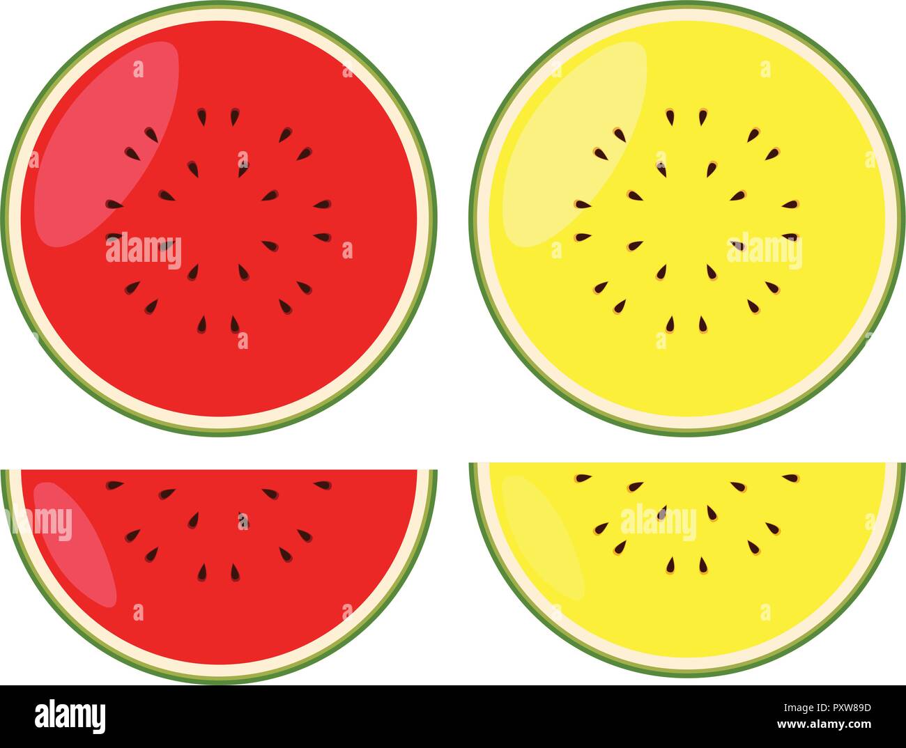 Watermelons in red and yellow illustration Stock Vector Image & Art - Alamy