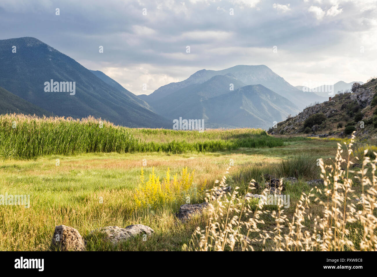 Greece, Peloponnese, Corinthia, Stymfalia, Ancient plateau, Lake ...