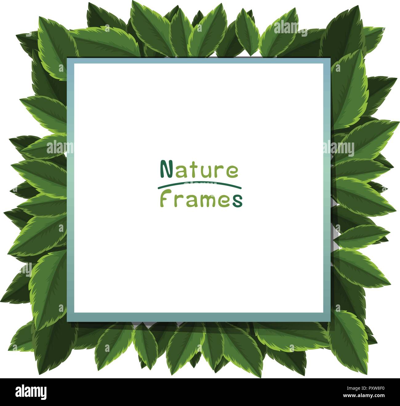 Frame template with green leaves illustration Stock Vector Image & Art ...