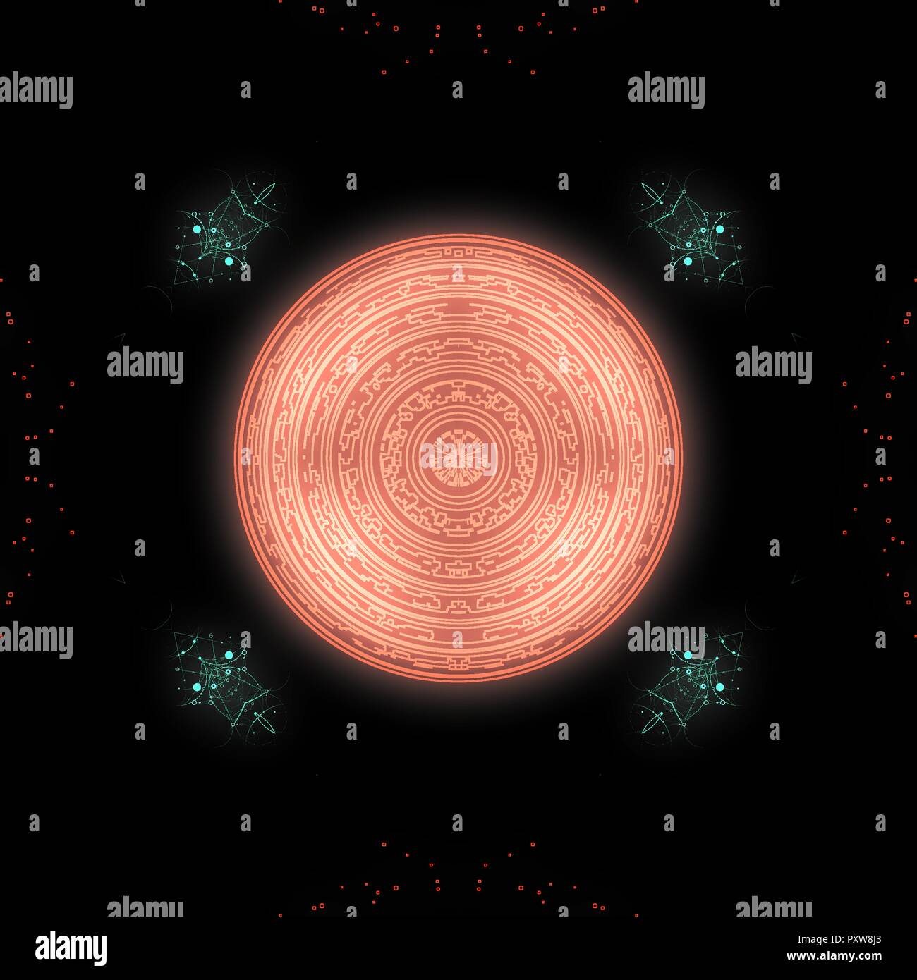 A colorful and vivid image with abstract Sacred Geometry. A psychedelic ...