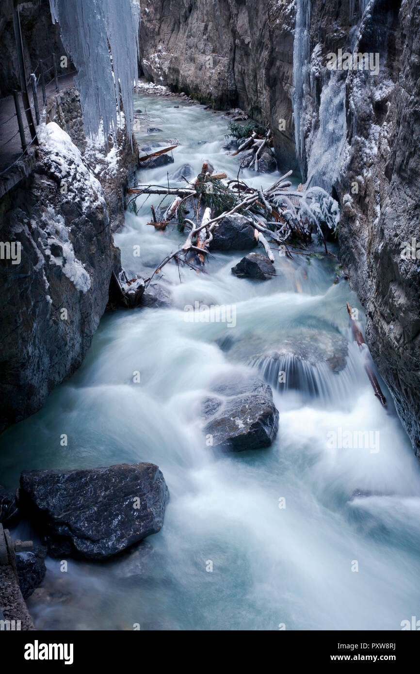 Germany, Garmisch-Partenkirchen, View of icicles in partnachklamm gorge ...