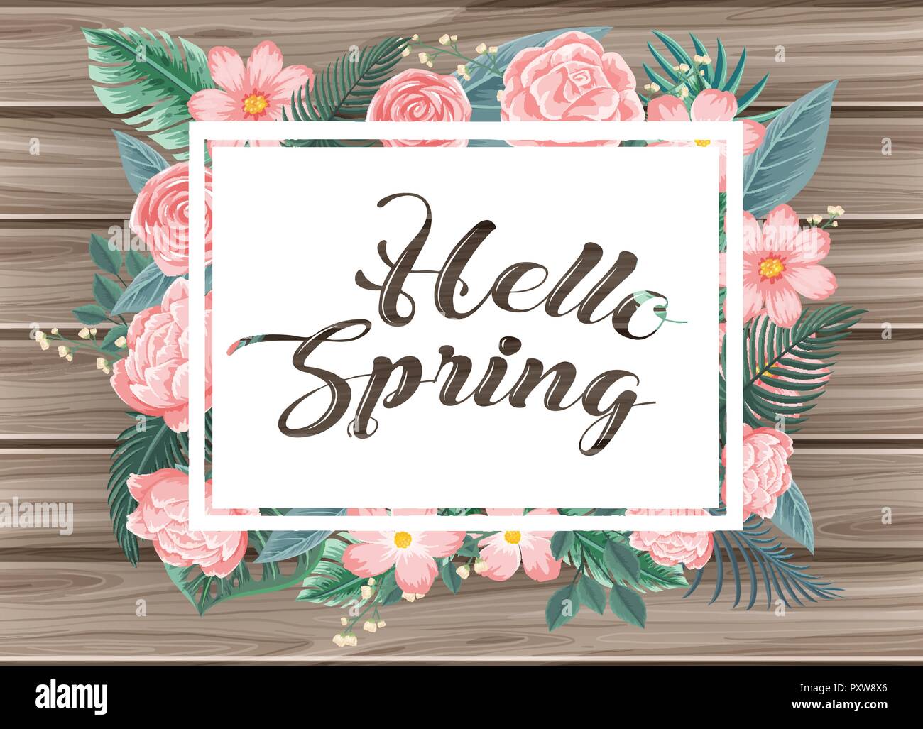 Pink theme spring border hi-res stock photography and images - Alamy