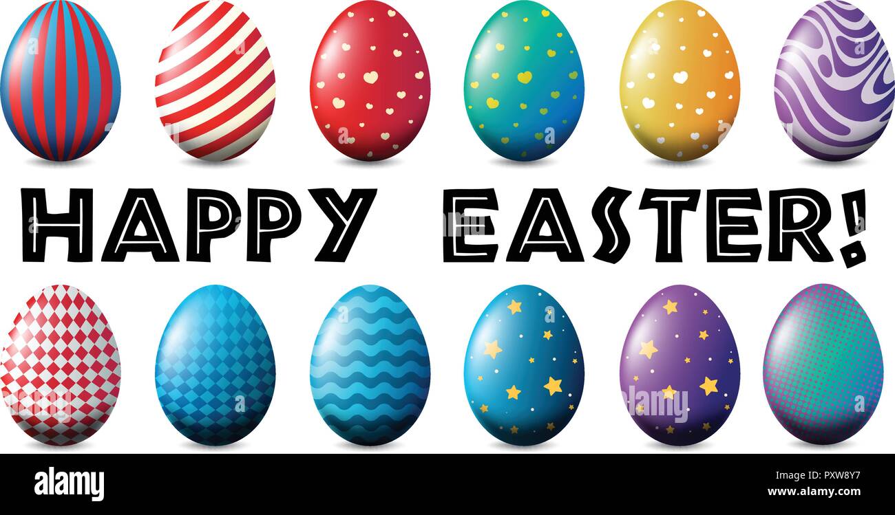 Easter poster design with colorful eggs illustration Stock Vector Image ...