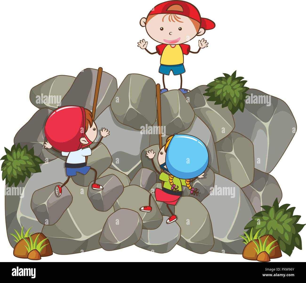 Rock climbing kid child Stock Vector Images - Alamy
