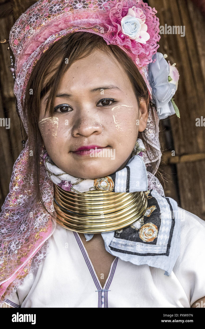 Young Long Neck Woman Stock Photo - Alamy