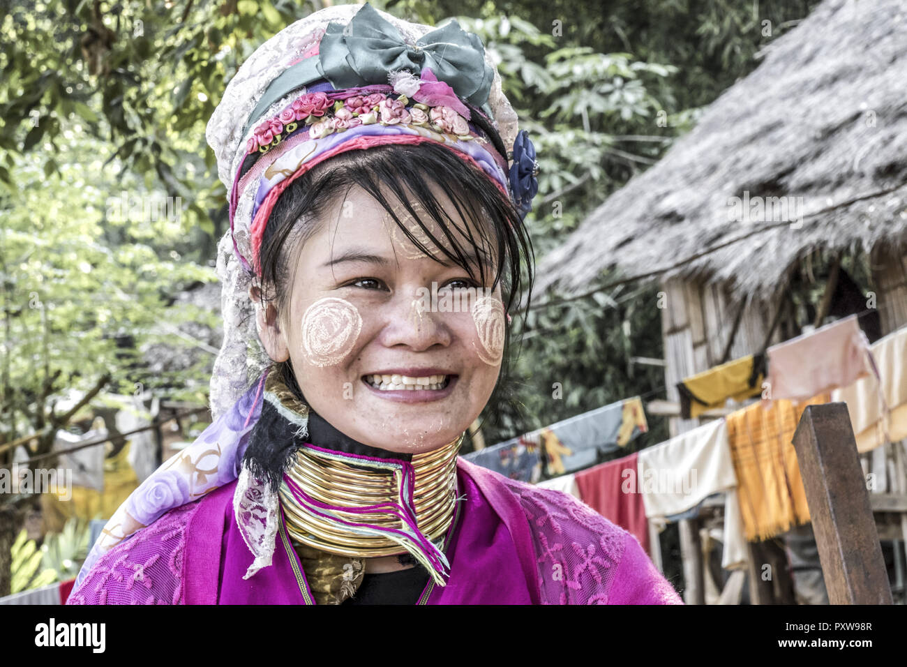 Young Long Neck Woman Stock Photo - Alamy