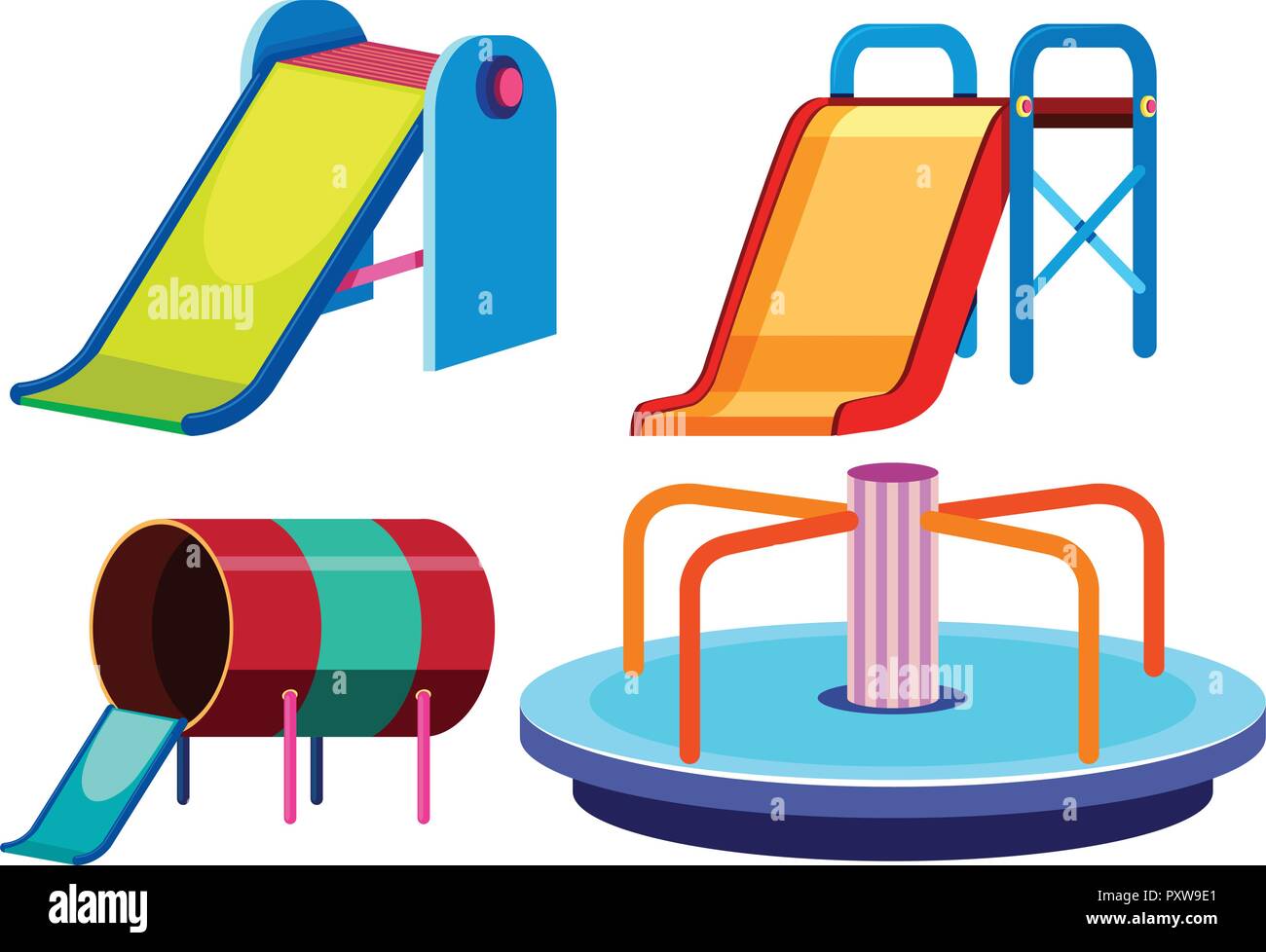 Slides and roundabout on white background illustration Stock Vector ...