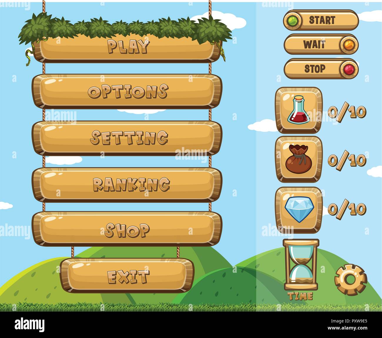 Game template with different buttons illustration Stock Vector Image ...